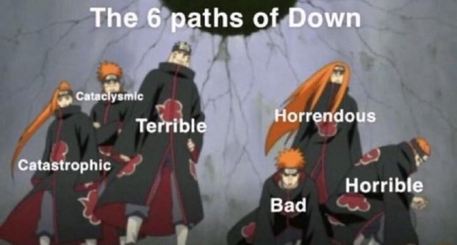The 6 paths of Down Terrible Catastrophic Horrendous Horrible Bad) - iFunny