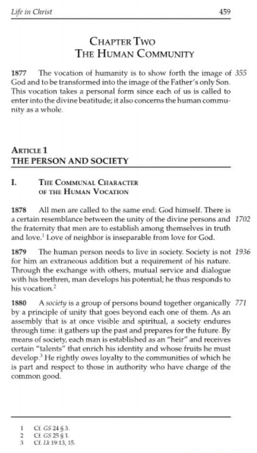 Life in Christ 459 CHapTeR Two THe HuMAN CoMMUNITY 1877 The vocation of ...