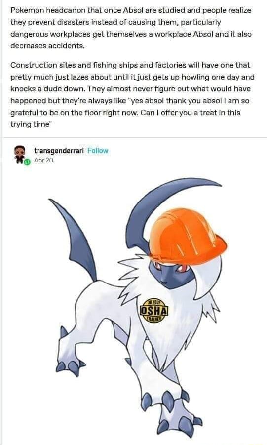 Pokemon headcanon that once Absol are studied and people realize they ...