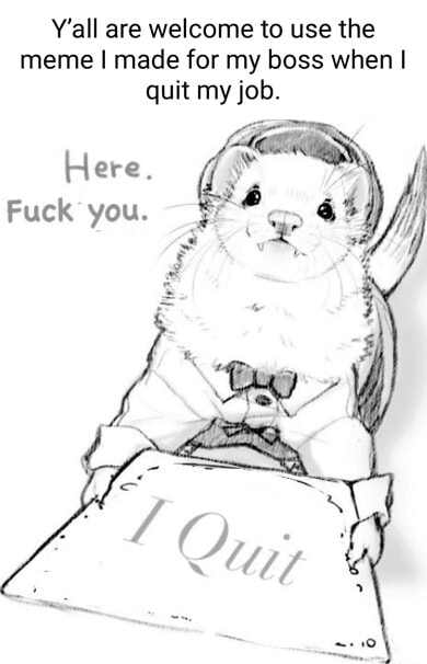 Y'all are welcome to use the meme I made for my boss when I quit my job ...