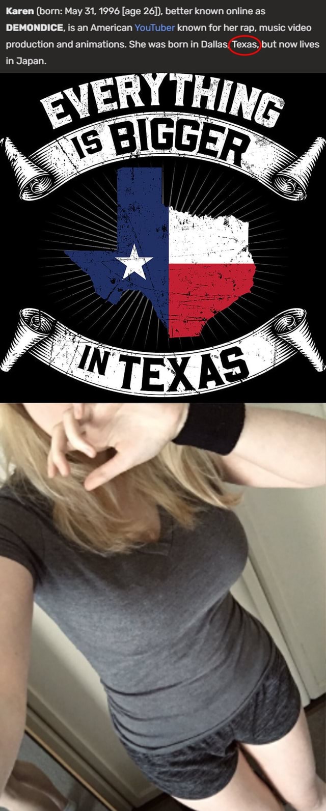 Karen (born: May 31, 1996 [age 26]), better known online as DEMONDICE ...