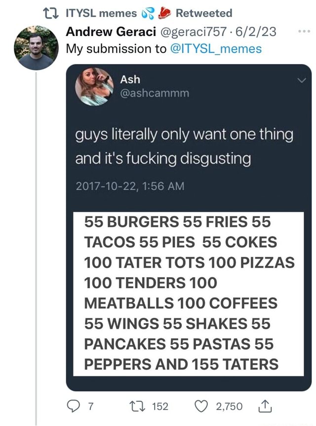 ITYSL memes Retweeted Andrew Geraci @geraci757 - My submission to @IT ...