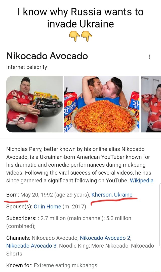 I know why Russia wants to invade Ukraine Nikocado Avocado Internet ...