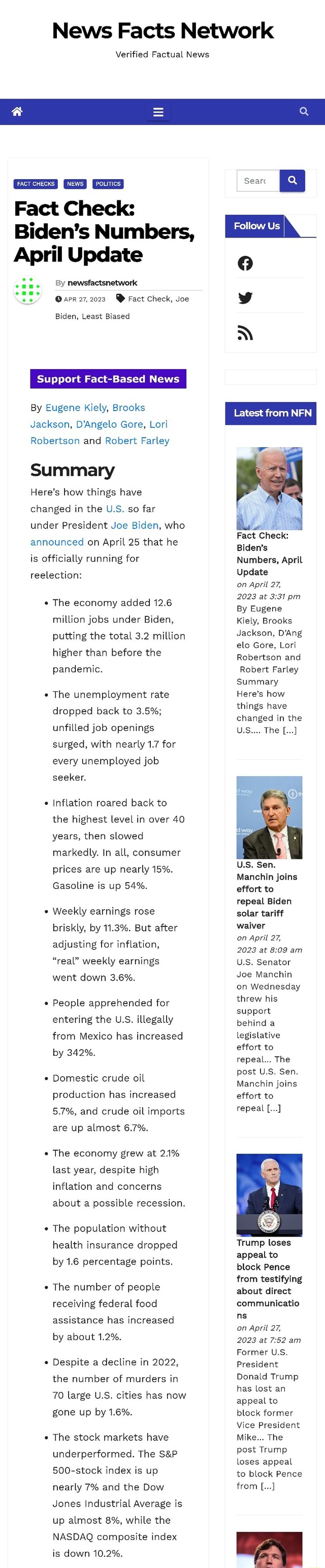 News Facts Network Verified Factual News Fact Check: Biden's Numbers ...