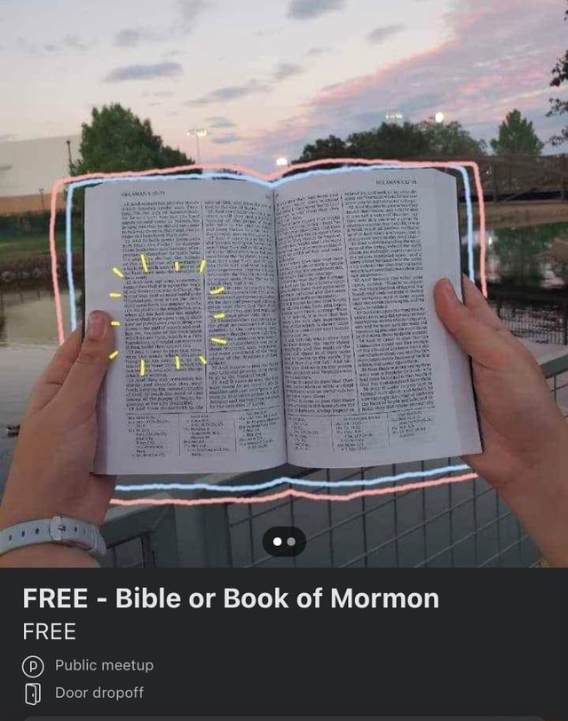 FREE - Bible or Book of Mormon FREE Public meetup Door dropoff - iFunny
