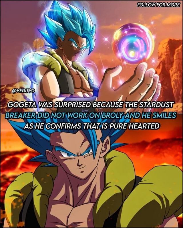 FOLLOW FOR MORE or e GOGETA WAS SURPRISED BECAUSE THE STARDUST AS HE ...