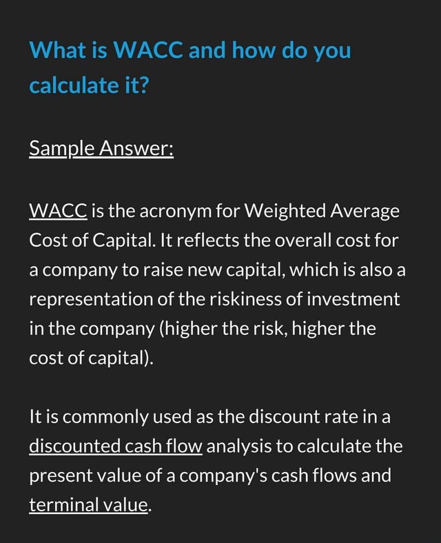 🤠 Can you write the formula for WACC (Weighted Average Cost of Capital ...