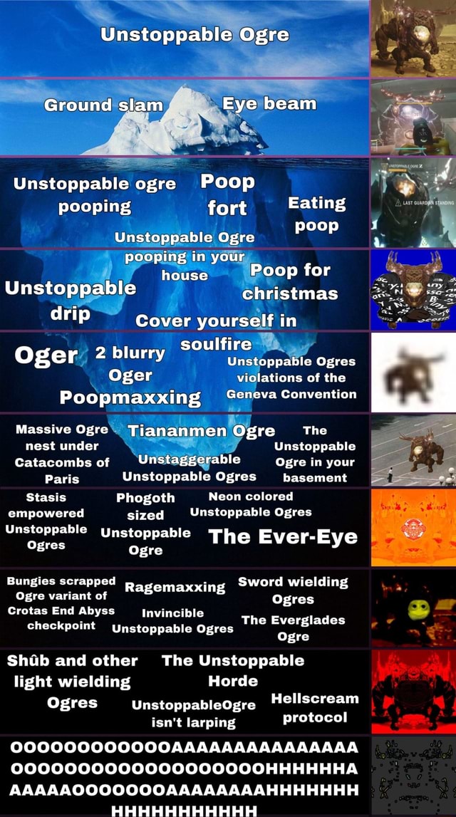 Be Unstoppable Ogre Ground slam Eye beam Unstoppable ogre Poop pooping ...