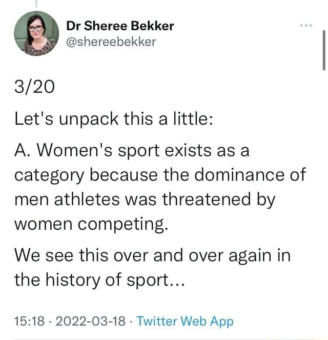 Dr Sheree Bekker @shereebekker Let's unpack this a little: A. Women's ...