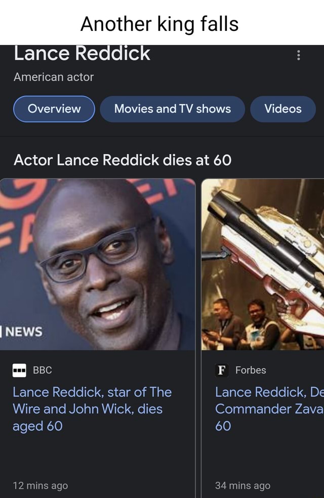 Another king falls Lance Reddick American actor Overview Movies and TV shows Videos Actor Lance ...