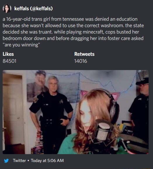 Keffals (@keftals) 16-year-old trans girl from tennessee was denied an ...