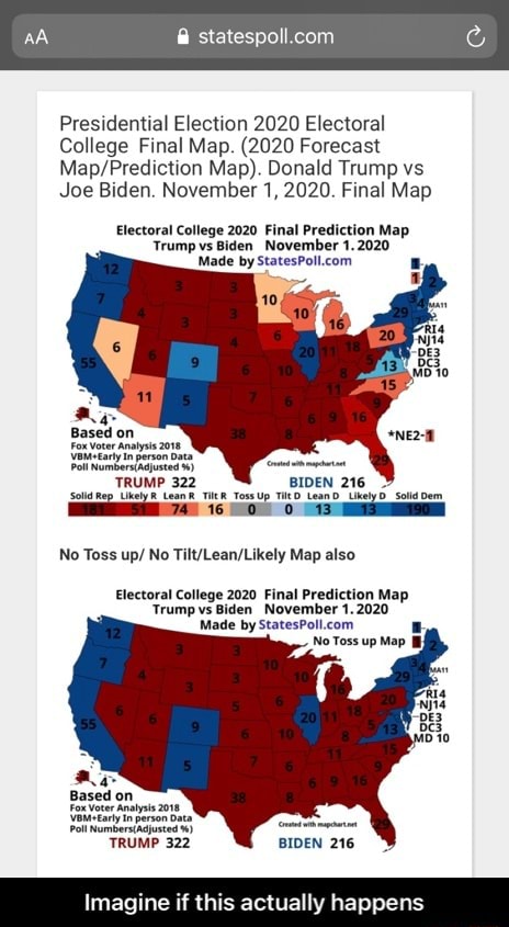 Presidential Election 2020 Electoral College Final Map. (2020 Forecast ...