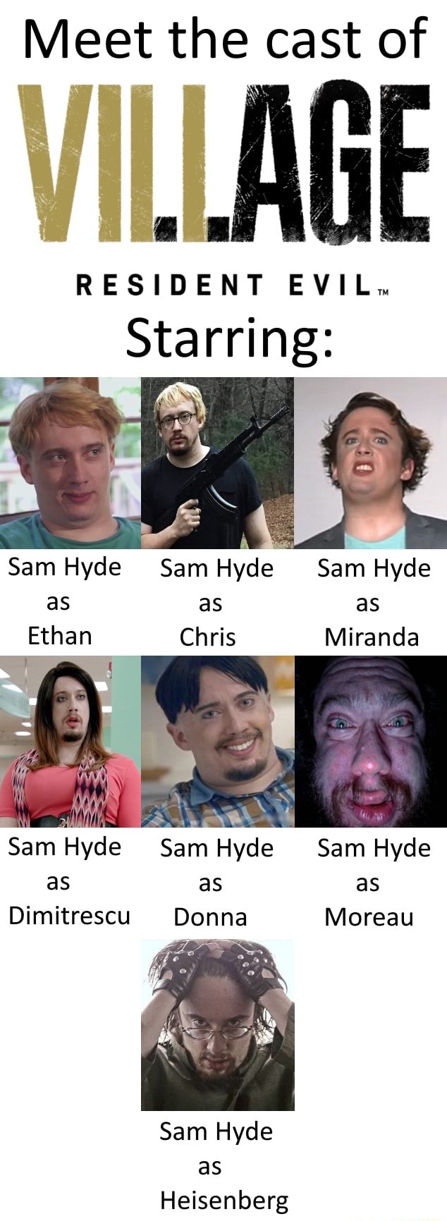 Meet the cast of AGE RESIDENT EVIL. Starring: Sam Hyde Hyde Sam Hyde as ...