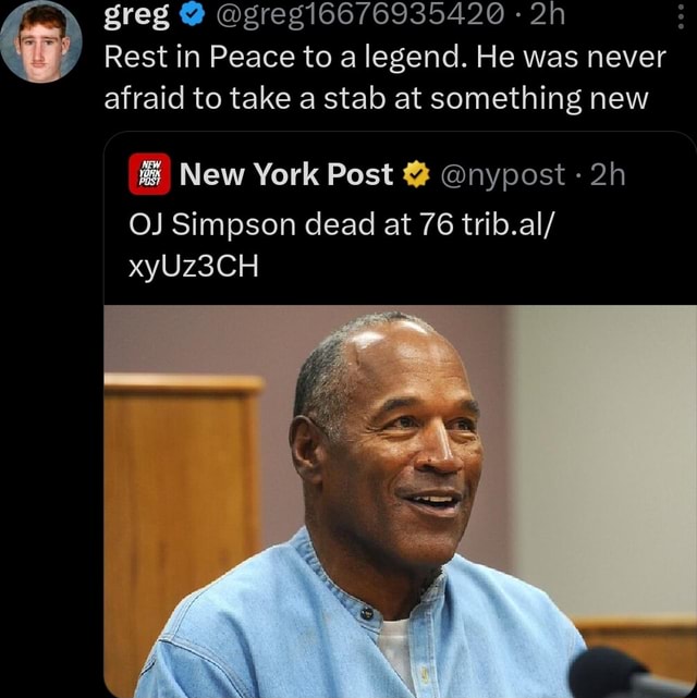 Greg @ - Rest in Peace to a legend. He was never afraid to take a stab ...