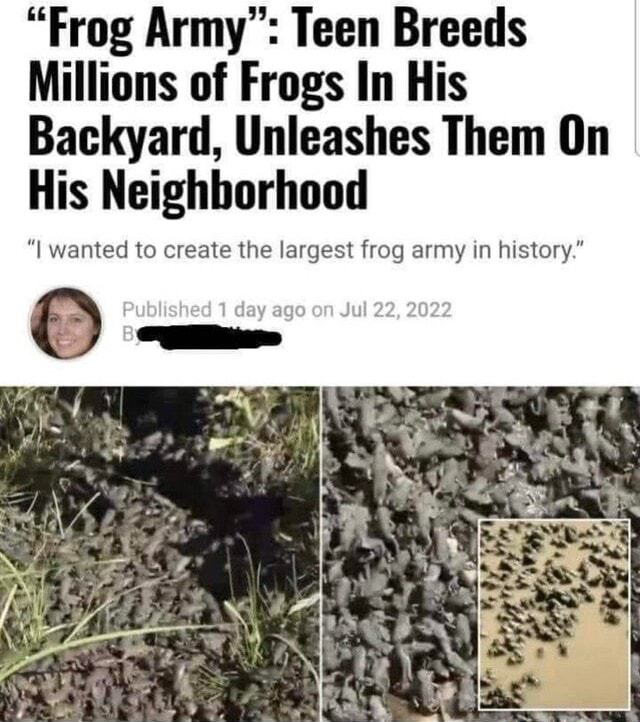 "Frog Army": Teen Breeds Millions of Frogs In His Backyard, Unleashes ...