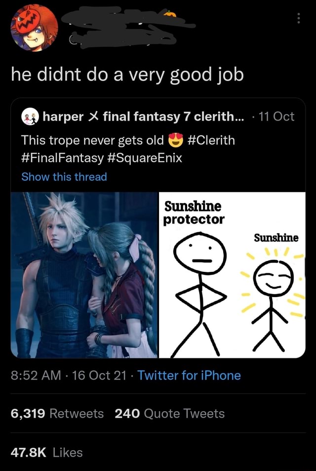 He didnt do a very good job @ harper final fantasy 7 clerith... 11 Oct ...