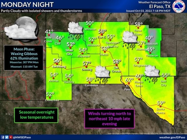 MONDAY NIGHT Paso, TX Partly Cloudy with isolated showers and ...