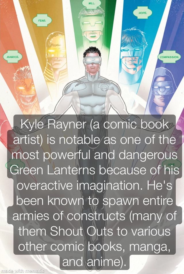 Kyle Rayner (a comic book artist) is notable as one of the I most ...