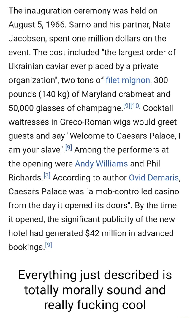 The inauguration ceremony was held on August 5, 1966. Sarno and his ...