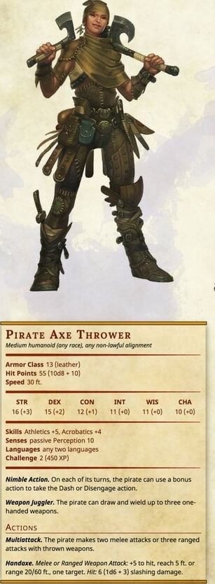 PRATE AXE THROWER 'Meum any race any elgnment 'Armor Class 13 (leather ...