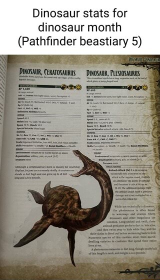Dinosaur stats for dinosaur month (Pathfinder beastiary 5) - iFunny