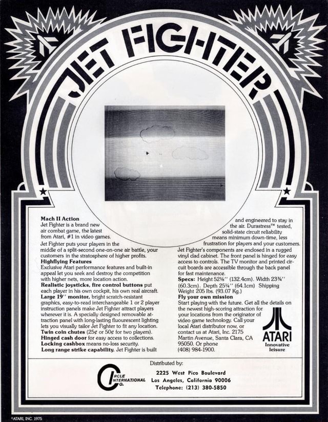 Jet Fighter - Arcade - videogames advert in the mid-'70s - Mach II ...