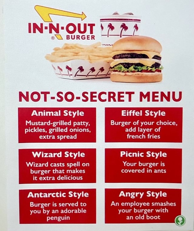 Mmmm burgers - De TINGING BURGER NOT-SO-SECRET MENU Animal Style Eiffel ...