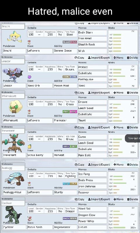 Hatred Malice Even Ra Eubaticute Leech Seed Substiute Fower Whip Ifunny