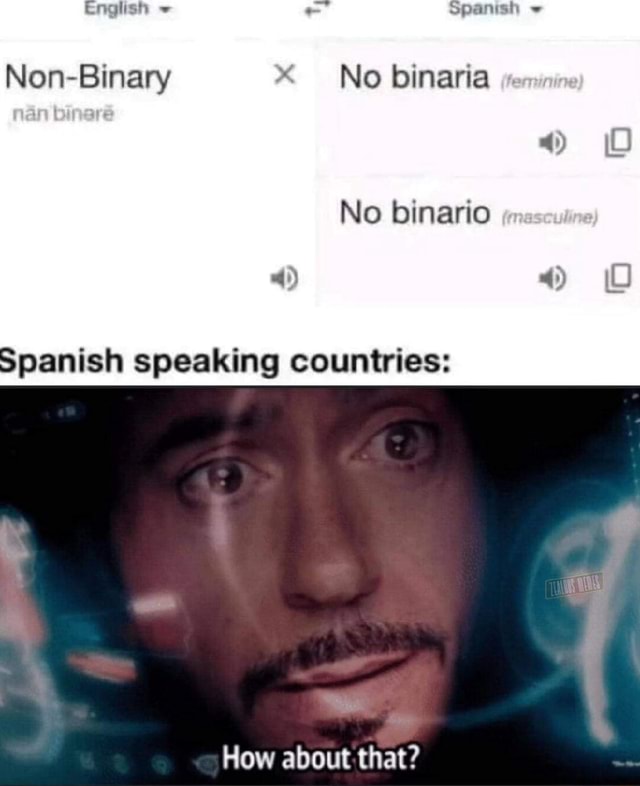 English ~ Spanish Non-Binary * No binaria No binario Spanish speaking ...