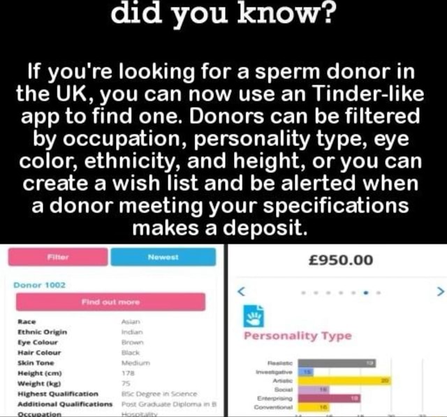 Did you know: If you're looking for a sperm donor in the UK, you can ...