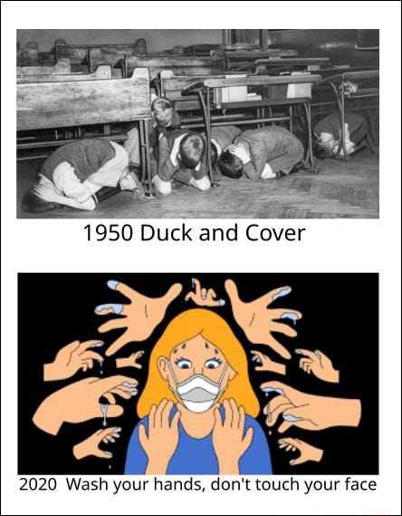 1950 Duck and Cover 2020 Wash your hands, don't touch your face - iFunny