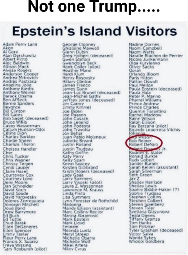 Not one [rump..... Epstein's Island Visitors Adam Perry Lang Al ...
