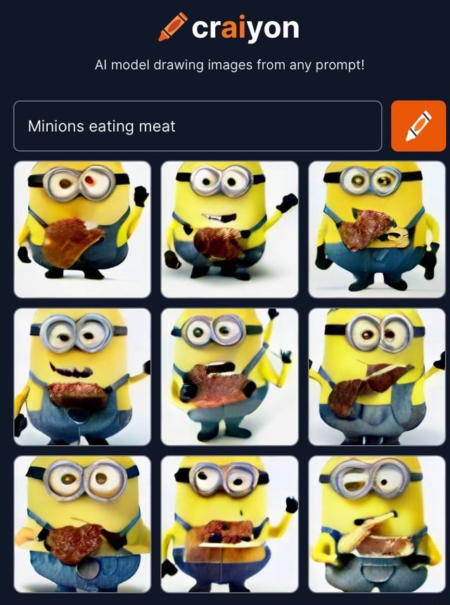Cr yon Al model drawing images from any prompt! Minions eating meat ...