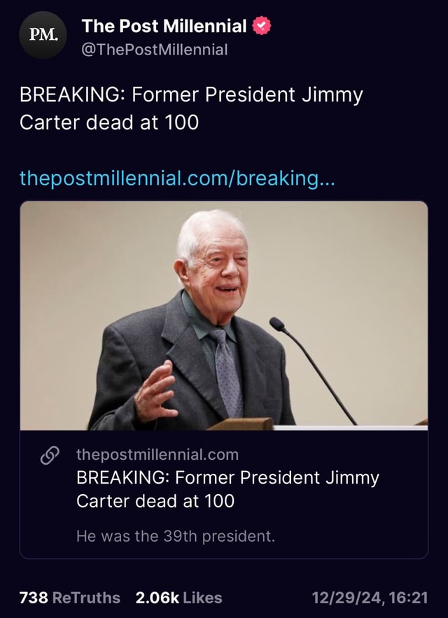 PM. The Post Millennial @ThePostMillennial BREAKING: Former President ... PM. The Post Millennial @ThePostMillennial BREAKING: Former President ...