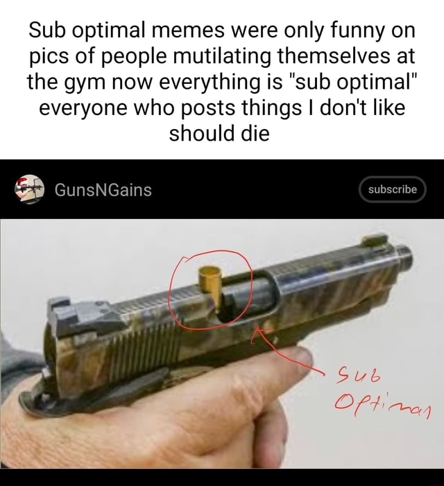 Sub optimal memes were only funny on pics of people mutilating ...
