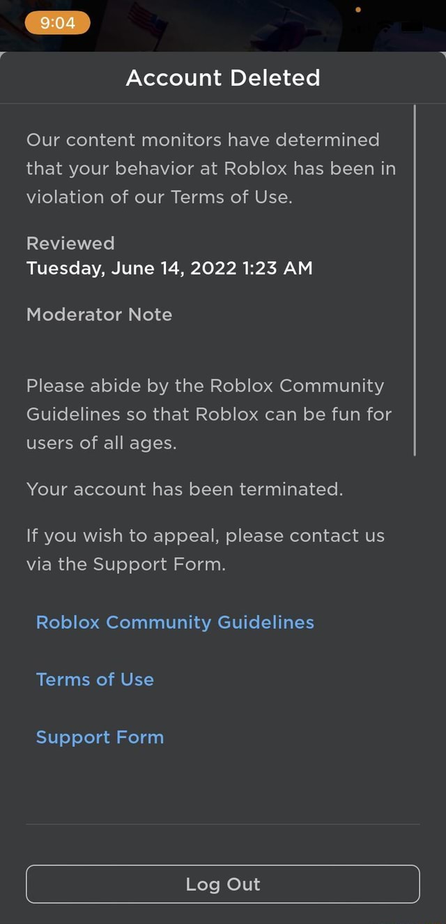 Account Deleted Our content monitors have determined that your behavior ...