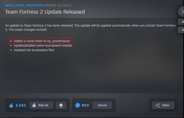 'SMALL UPDATE / PATCH NOTES POSTED Tue, March 2 Team Fortress 2 Update ...