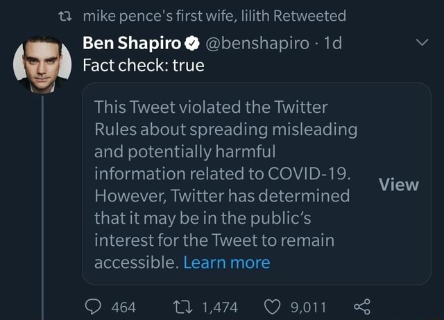 Mike pence's first wife, lilith Retweeted Ben Shapiro @benshapiro - id ...