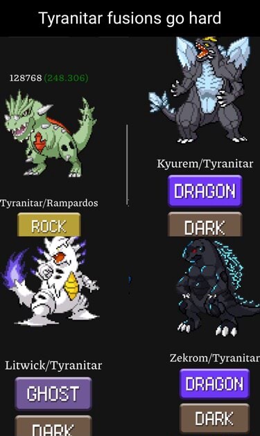 Tyranitar fusions go hard 128768 DRAGOM DRAGON DARK Tyranitar GHOST ...