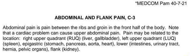 *MEDCOM Pam 40-7-21 ABDOMINAL AND FLANK PAIN, Abdominal pain is pain ...