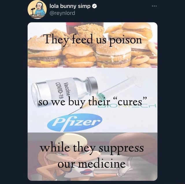 Lola bunny simp @ @reynlord They feed us poison so we buy their "cures ...