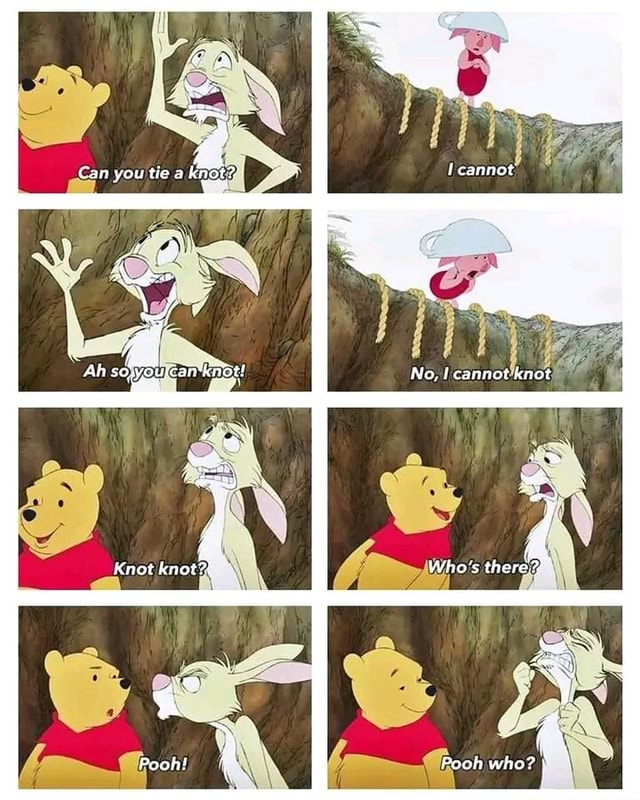 Neo, cannot knot Knot knot% who's there?** Pooh who? - iFunny