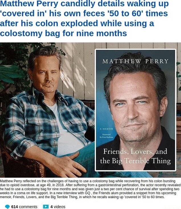 Matthew Perry candidly details waking up 'covered in' his own feces '50 ...