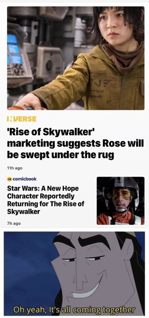 'Rise of Skywalker' marketing suggests Rose will be swept under the rug ...