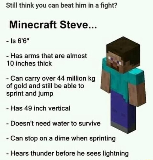 Still think you can beat him in a fight? Minecraft Steve... - Is 6'6 ...