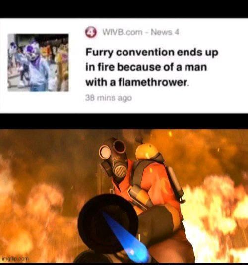 Furry convention ends up in fire because of man with a flamethrower ...