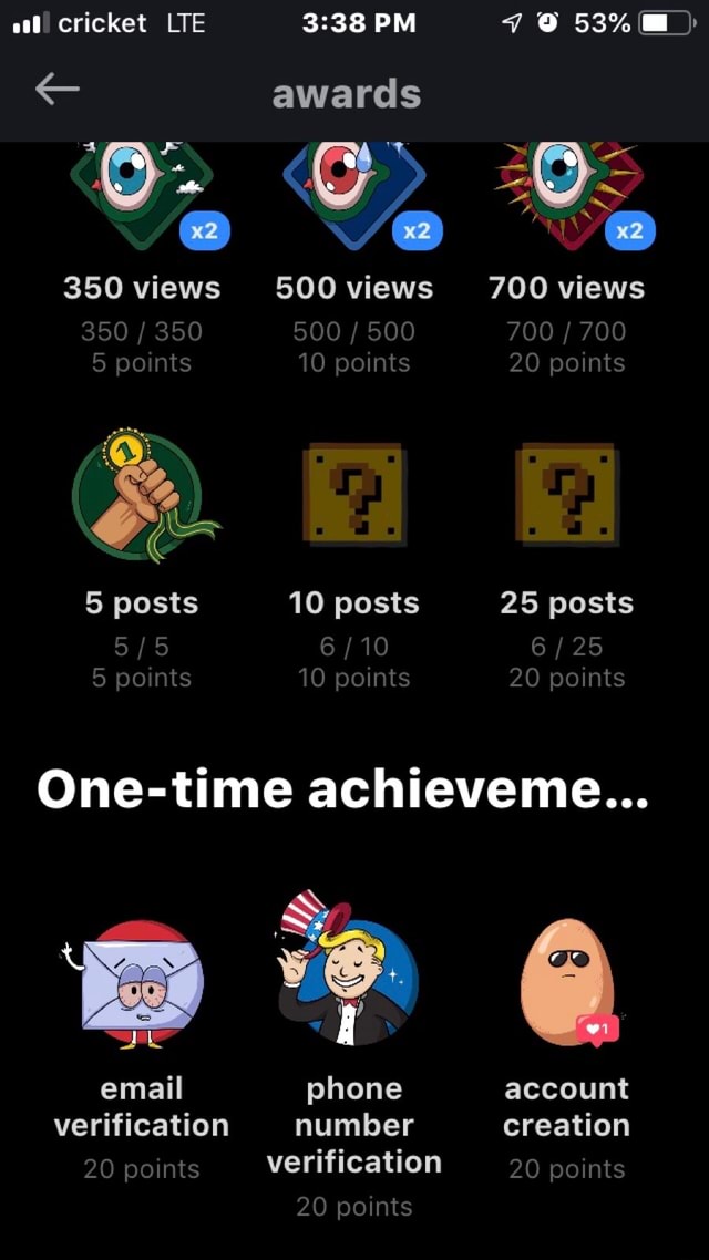 One-time achieveme... verification 20 fmmf: number verification ...