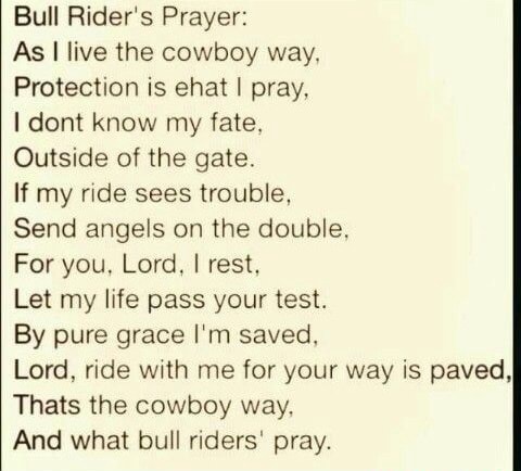 Bull Rider's Prayer: As I live the cowboy way, Protection is ehat I ...