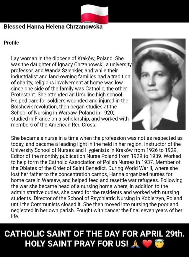 Blessed Hanna Helena Chrzanowska Profile Lay woman in the diocese of ...