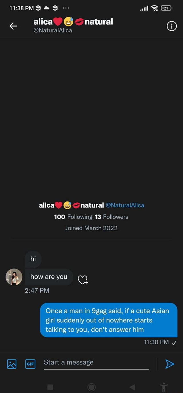 All alica @ S natural @NaturalAlica alica natural @NaturalA 'ca 100 Following 13 Followers 100 ...